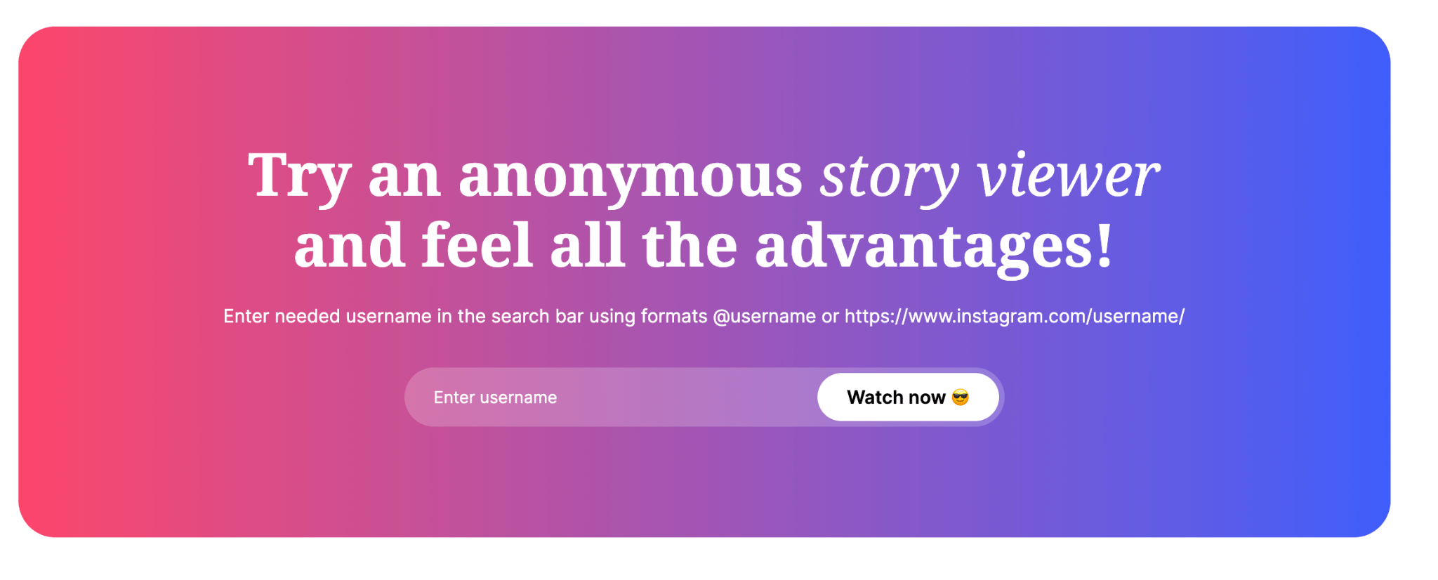 Anonymous IG stories and profiles viewer